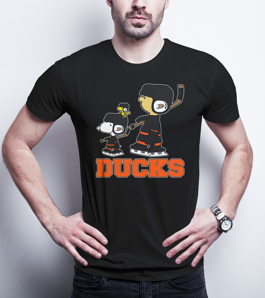 Snoopy Woodstock And Anaheim Ducks Hockey Team Fans T-Shirt