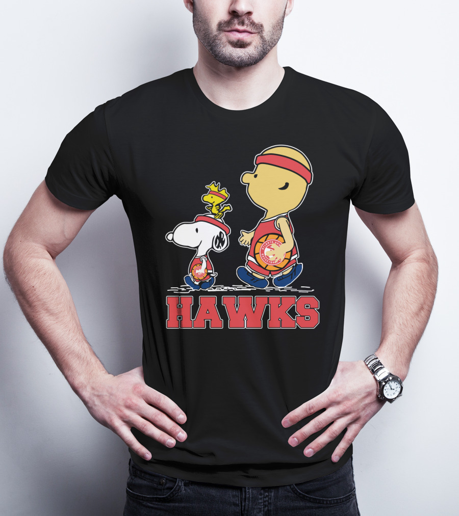 Hawks Fans Snoopy And Woodstock Basketball Team Spirit T-Shirt