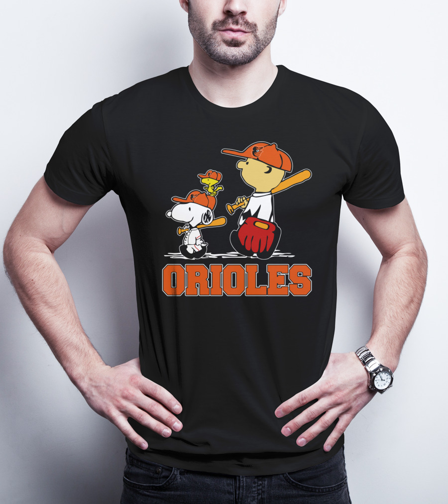 Orioles Baseball With Snoopy Woodstock And Peanuts Characters T-Shirt