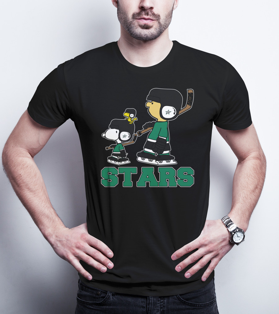 Snoopy And Woodstock Dallas Stars Hockey Team Fans With Stars T-Shirt