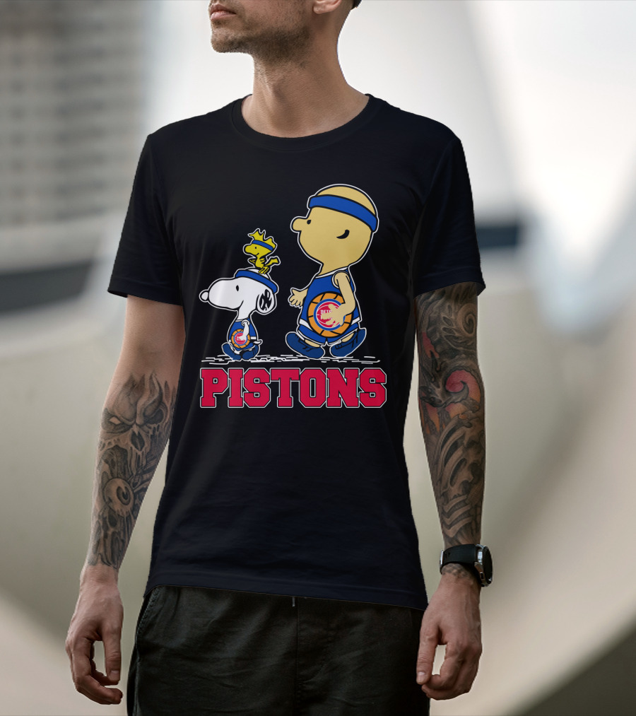 Pistons Basketball Snoopy And Woodstock Detroit Fans T-Shirt