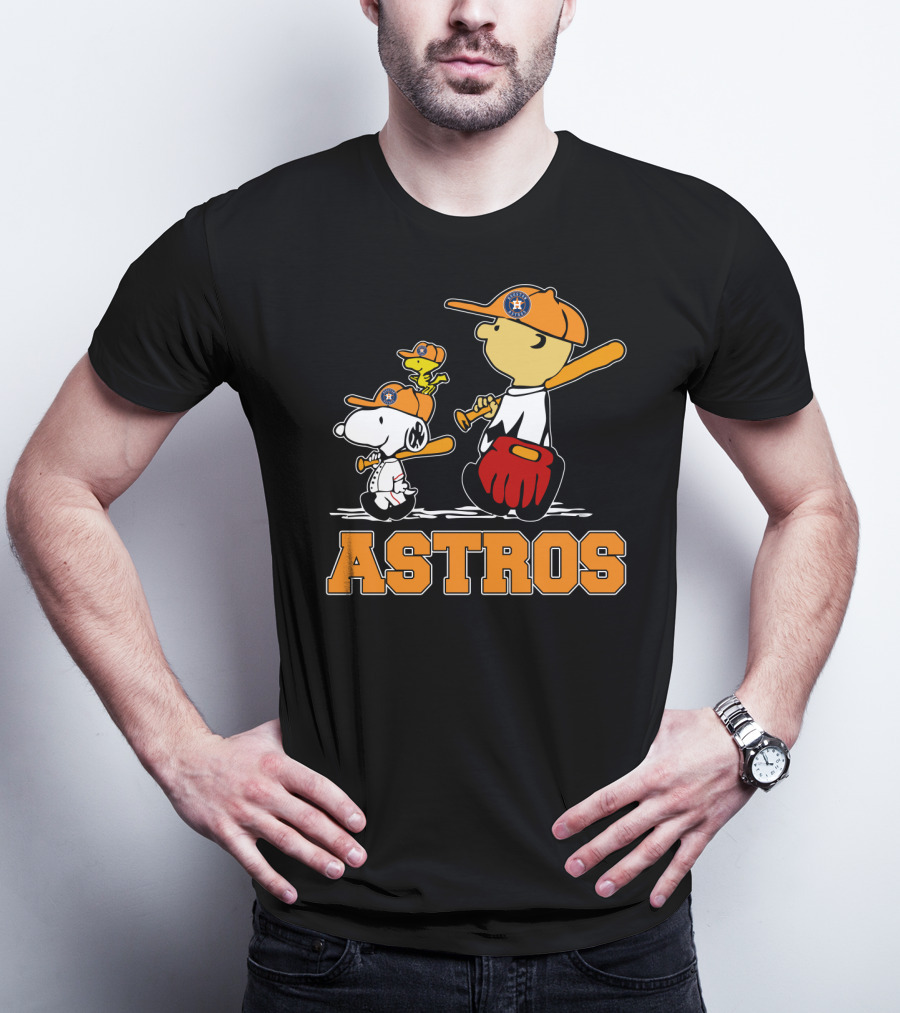 Snoopy Woodstock And Houston Astros Baseball Fans T-Shirt