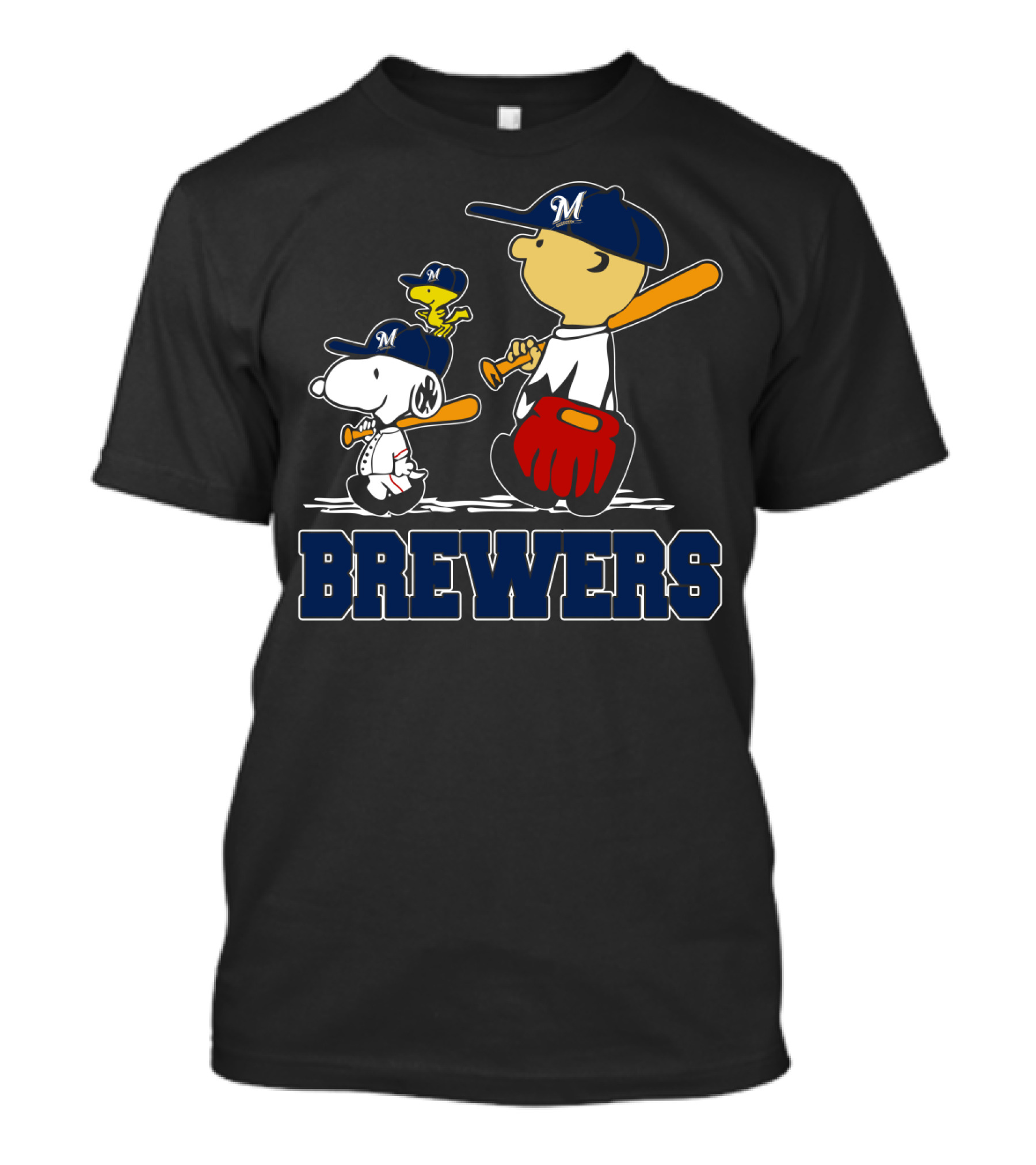 Snoopy Woodstock Charlie Brown Milwaukee Brewers Baseball Fans T-Shirt