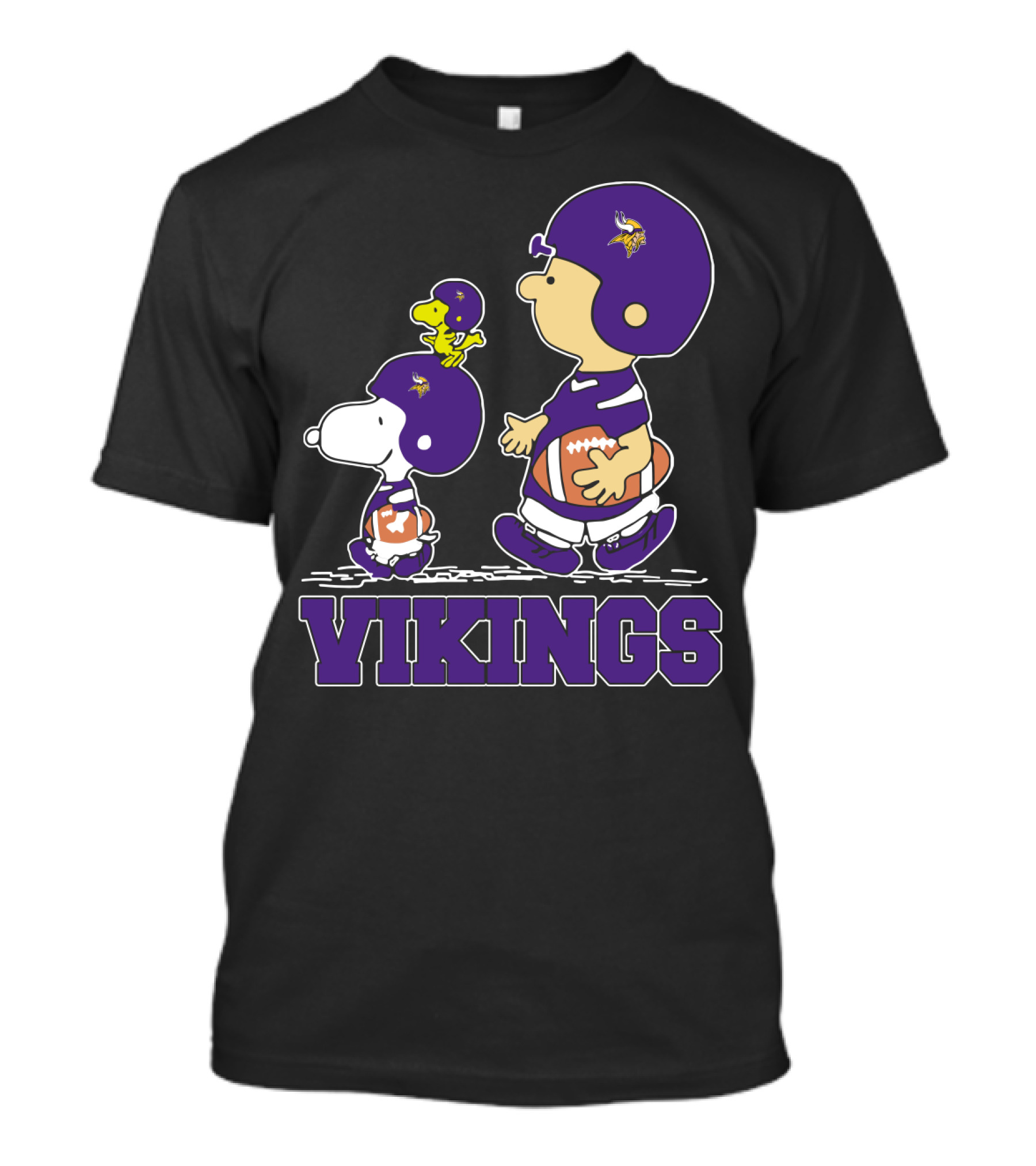 Snoopy And Woodstock With Minnesota Vikings Fans Football Helmets T-Shirt