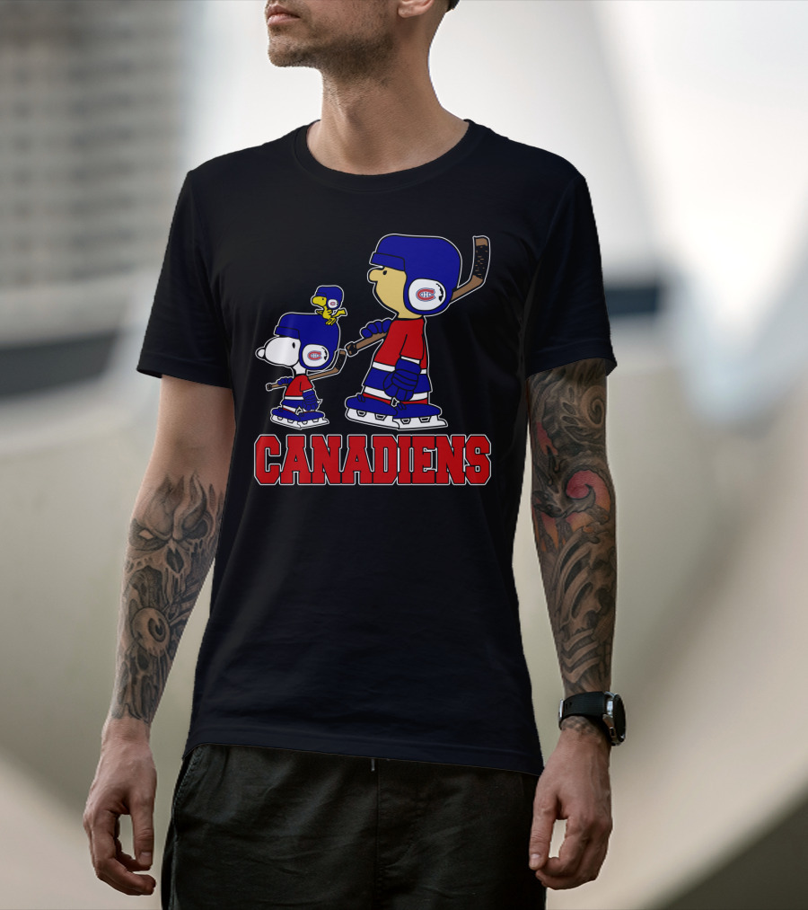 Snoopy Montreal Canadiens Fans Charlie Woodstock Hockey Team T-Shirt