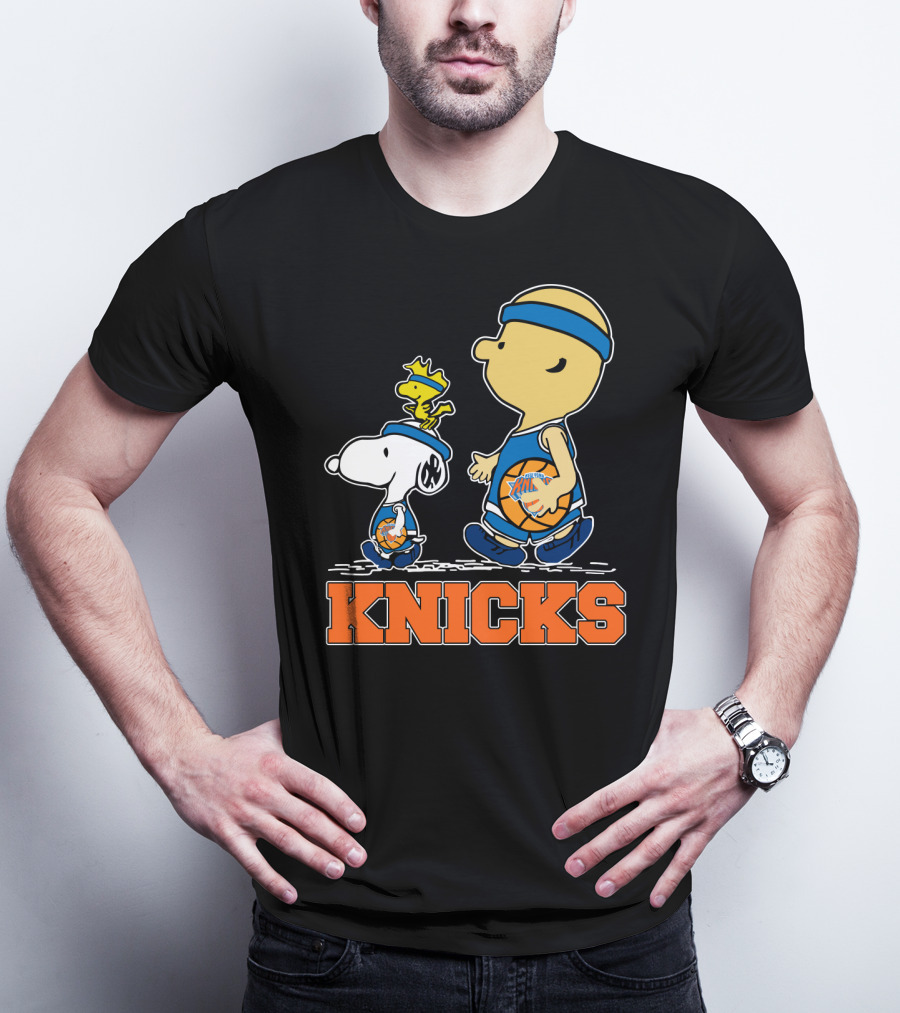 Snoopy Woodstock New York Knicks Basketball Fans Peanuts Characters T-Shirt
