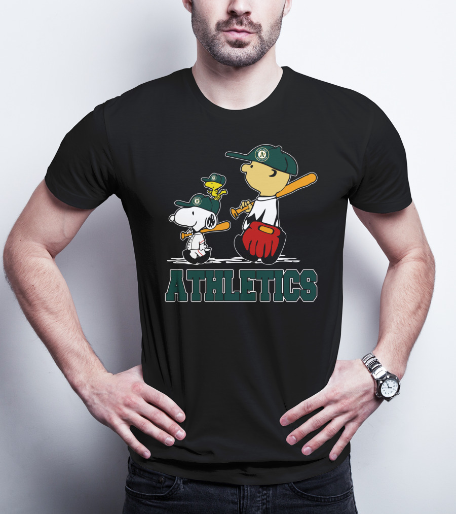 Snoopy Woodstock And Friends With Athletics Team T-Shirt