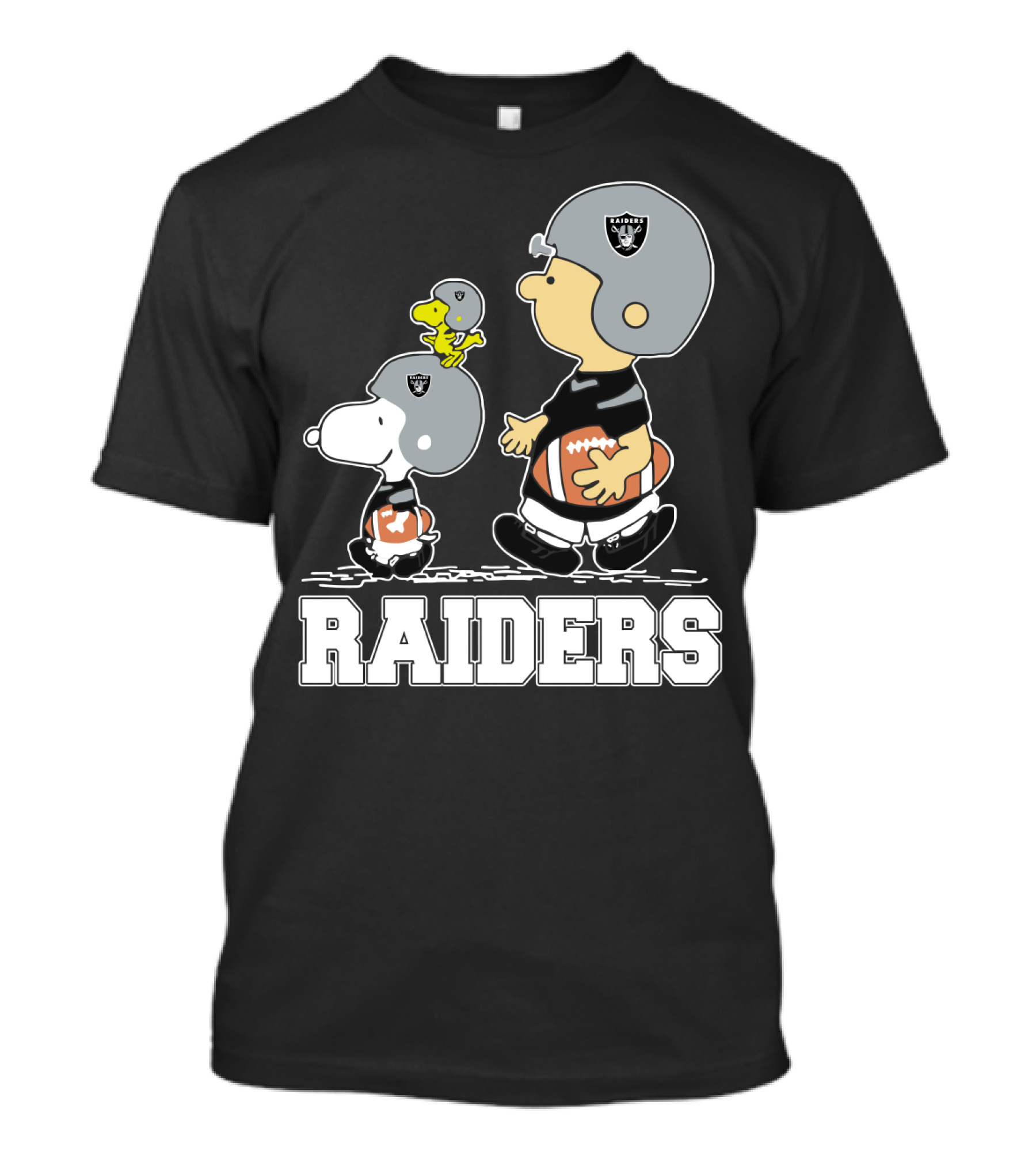 Snoopy And Peanuts Characters As Raiders Football Fans T-Shirt