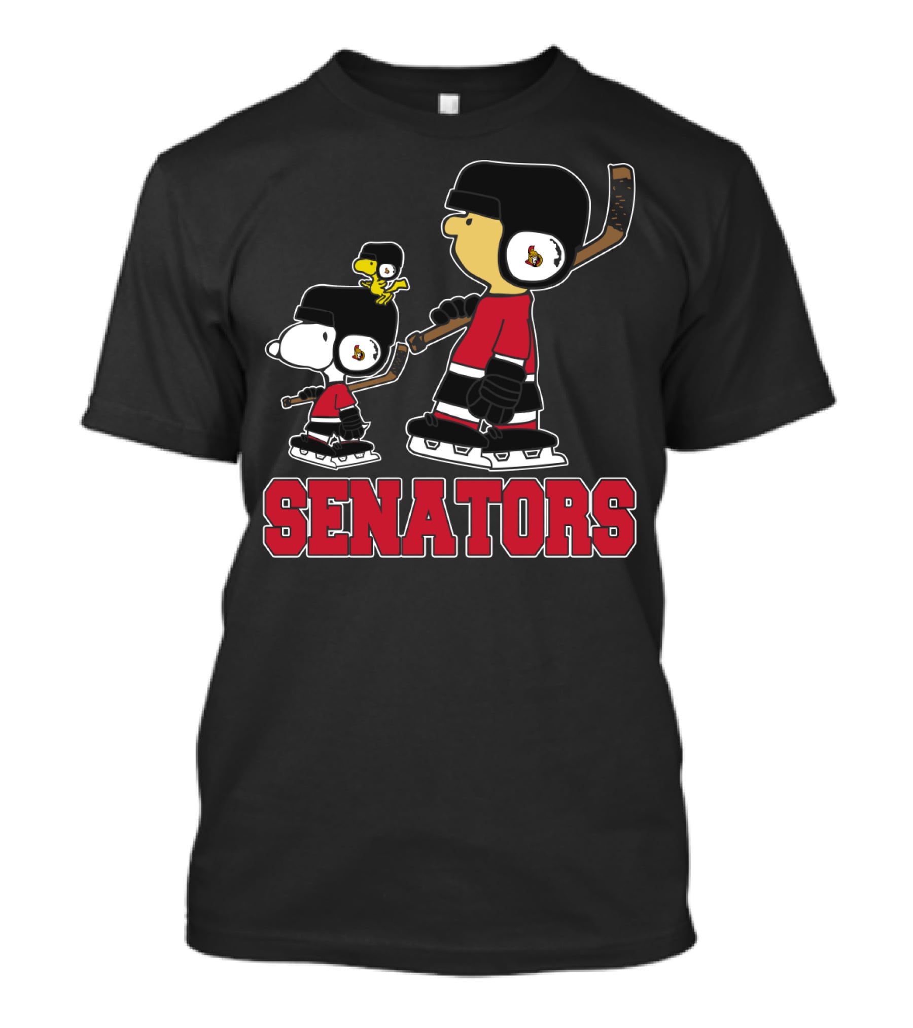 Snoopy Woodstock And Ottawa Senators Ice Hockey Fans T-Shirt