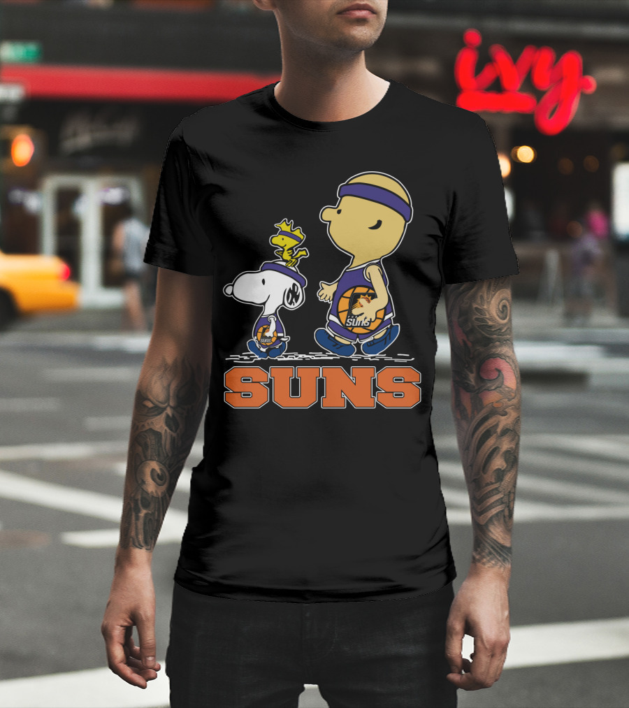 Snoopy And Woodstock In Phoenix Suns Basketball Jerseys T-Shirt