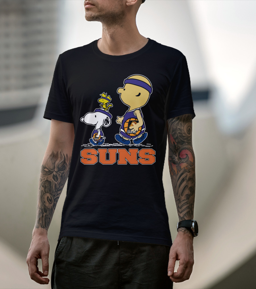 Snoopy And Woodstock In Phoenix Suns Basketball Jerseys T-Shirt