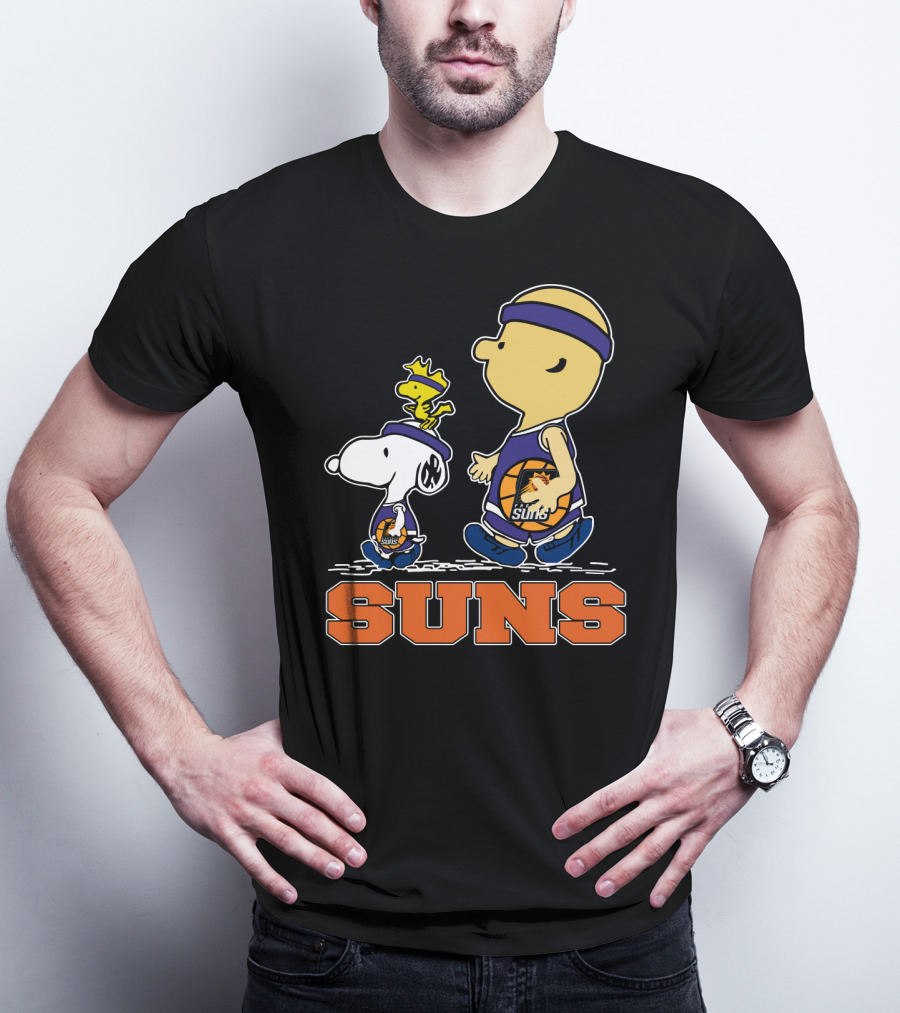 Snoopy And Woodstock In Phoenix Suns Basketball Jerseys T-Shirt