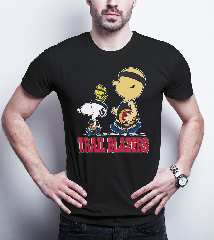 Snoopy And Woodstock Portland Trail Blazers Fans Basketball Theme T-Shirt