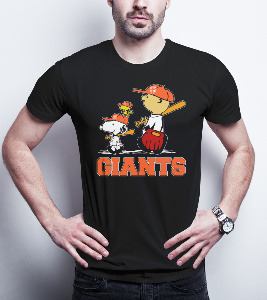 Snoopy Baseball San Francisco Giants Fans Charlie Brown Woodstock T-Shirt