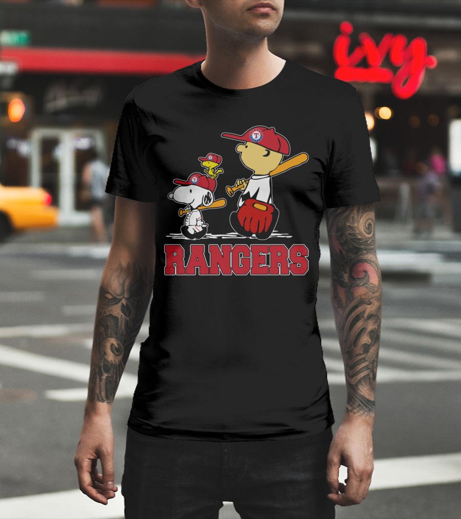 Snoopy Woodstock Texas Rangers Fans Team Spirit T-Shirt