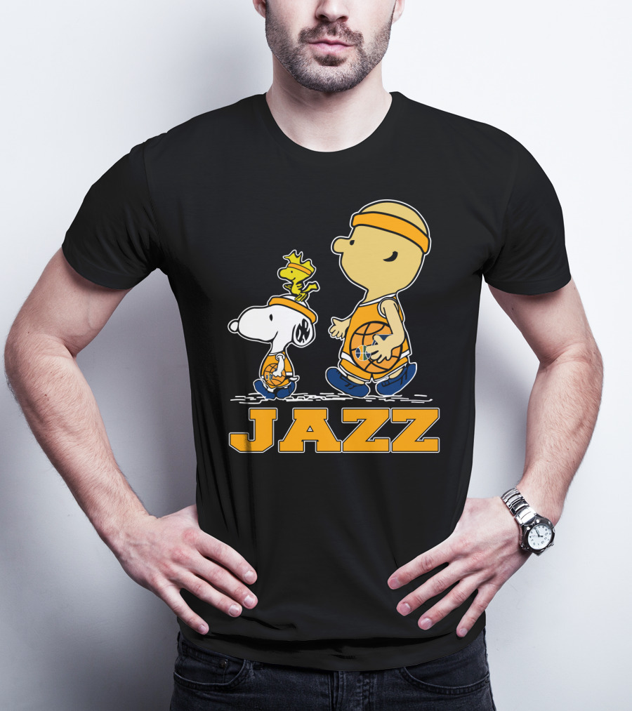 Snoopy And Woodstock With Basketball For Utah Jazz Fans T-Shirt