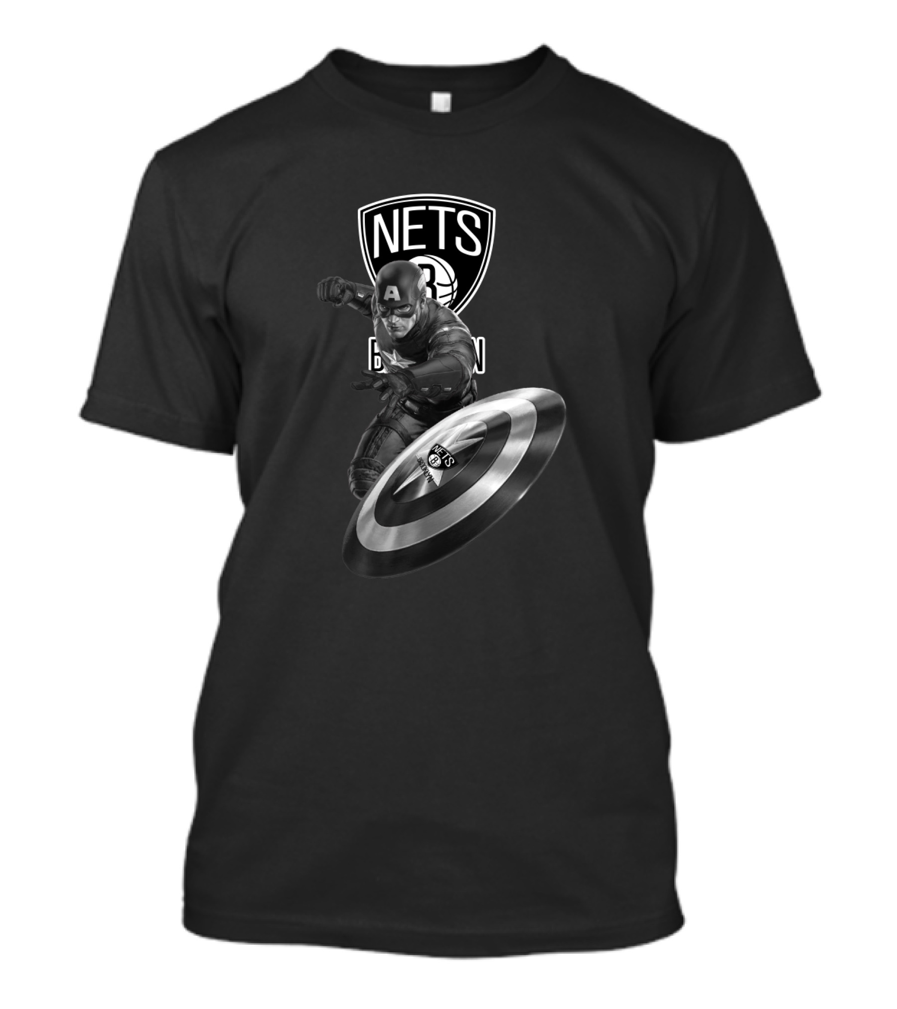 Brooklyn Nets Captain America Shield Crossover Fan Mashup T-Shirt