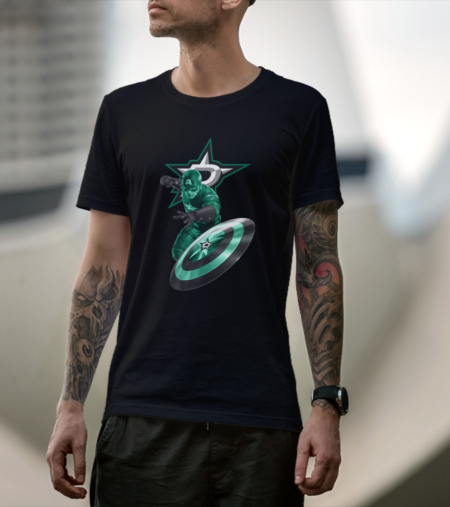 Dallas Stars And Captain America Crossover For Fans T-Shirt