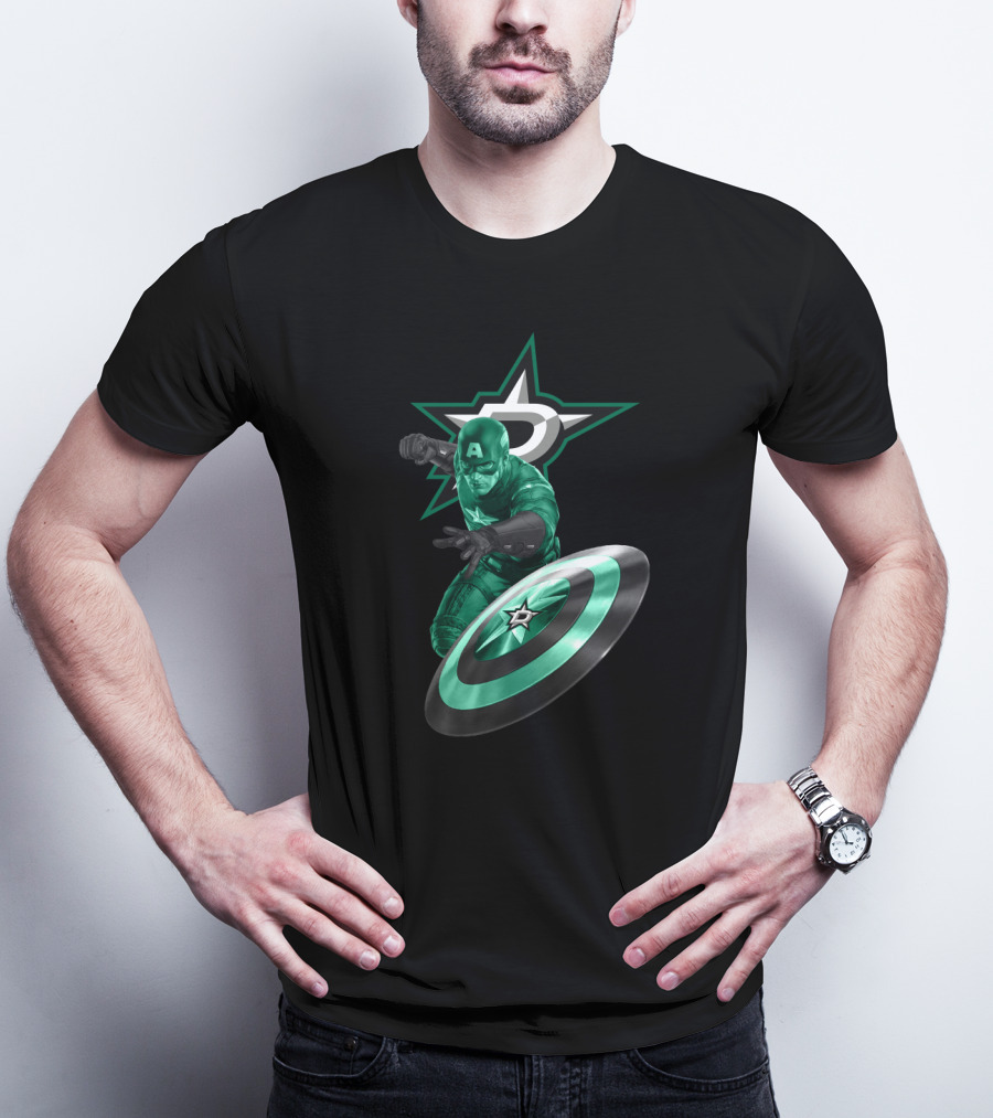 Dallas Stars And Captain America Crossover For Fans T-Shirt