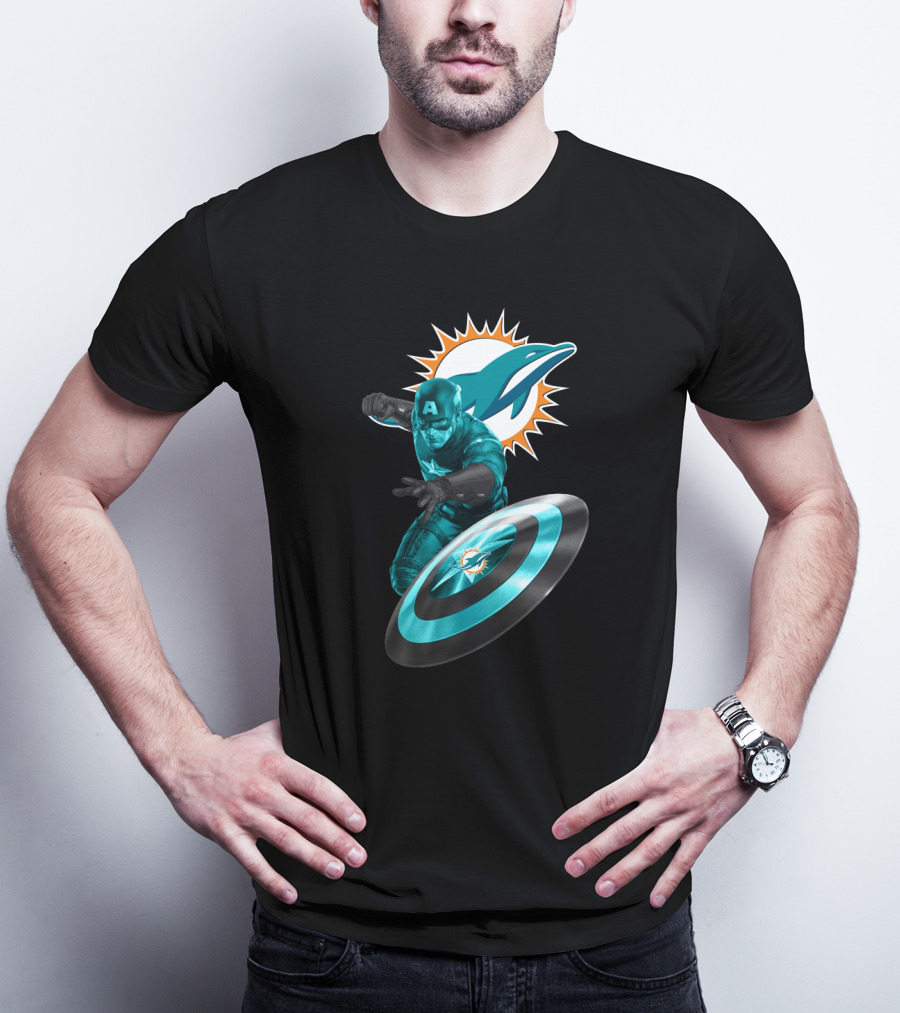 Miami Dolphins Captain America Crossover Fan Merchandise T-Shirt