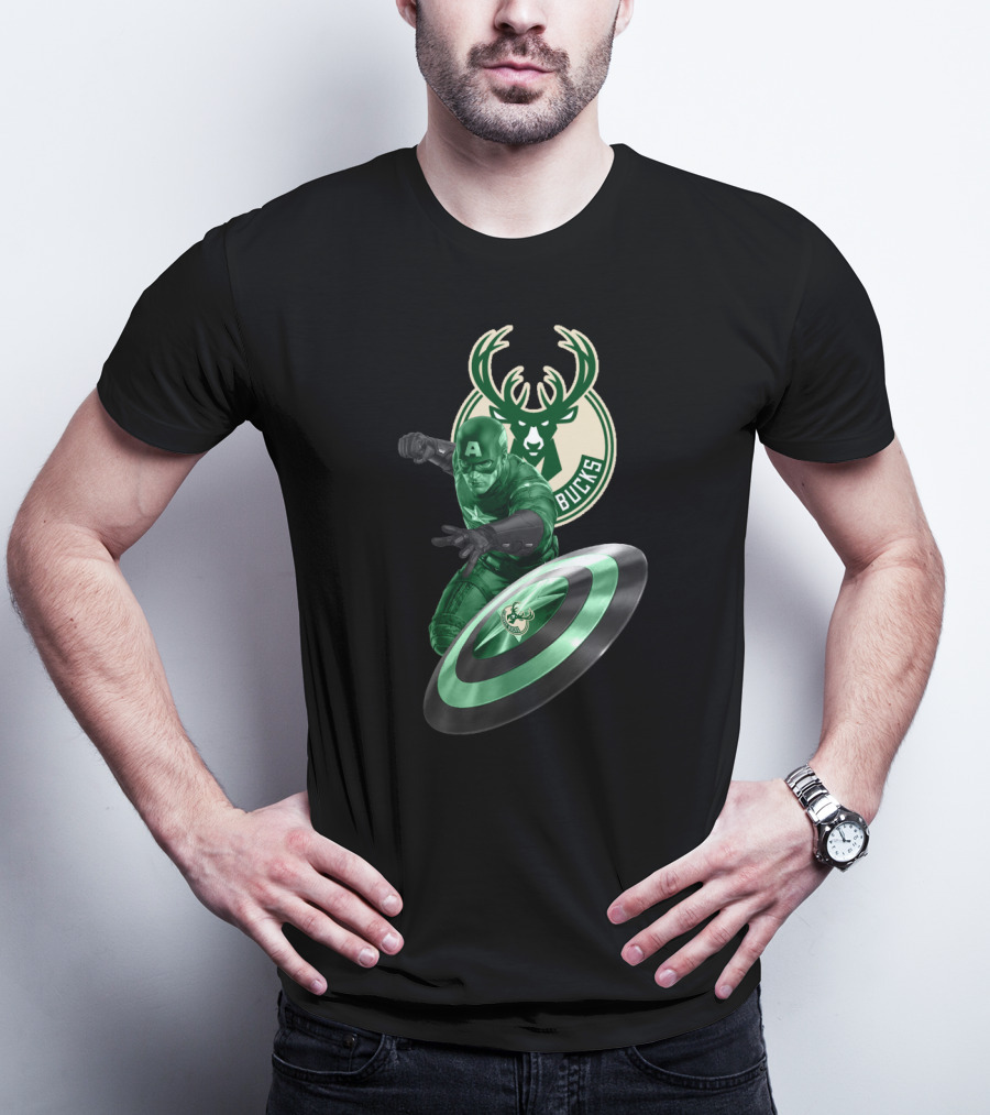 Milwaukee Bucks Captain America Collaboration T-Shirt