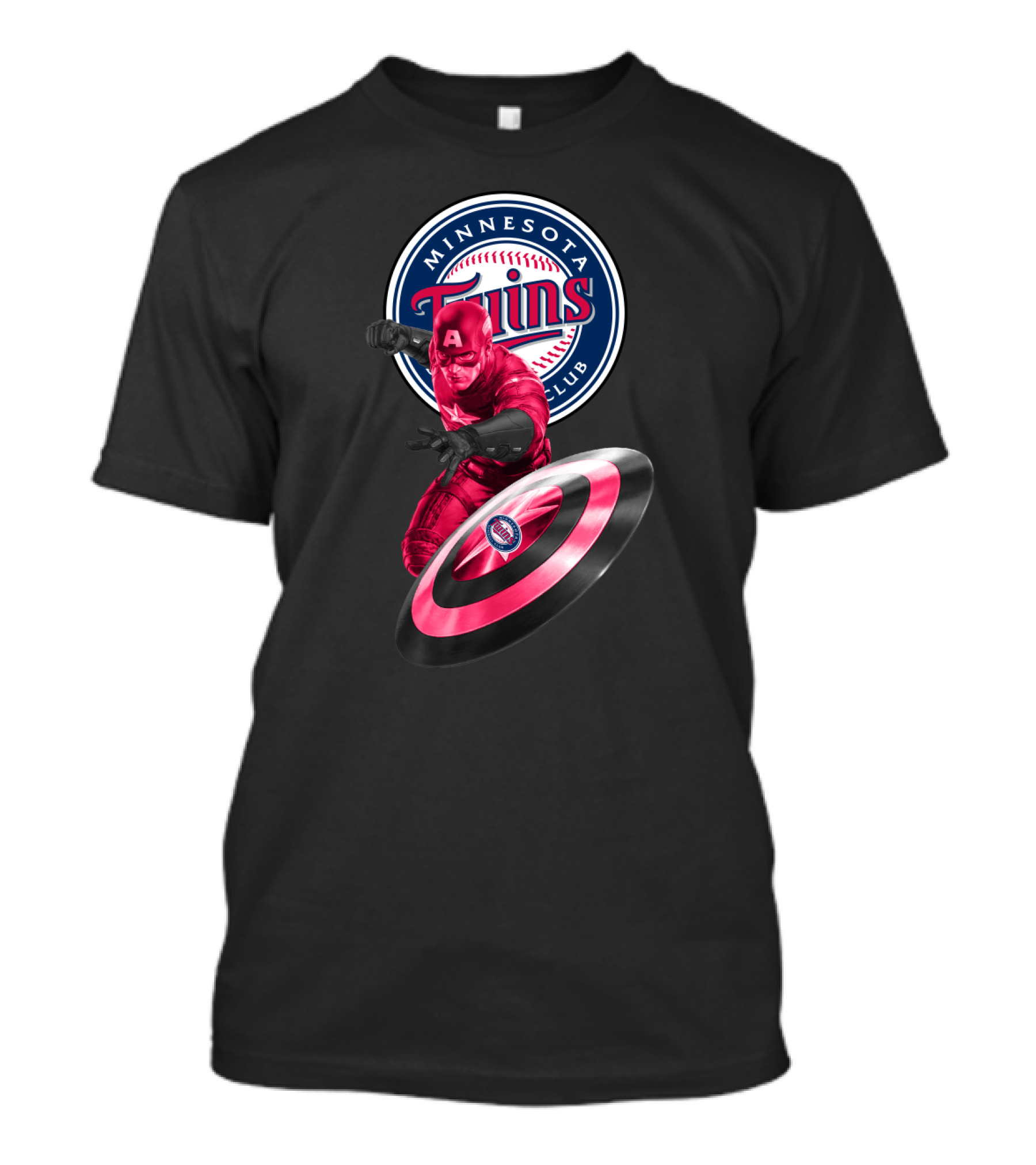 Minnesota Twins Baseball Club And Captain America Shield Fusion T-Shirt
