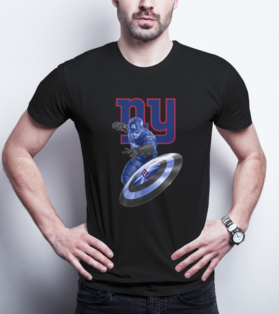 New York Giants Fans Captain America Shield Logo T-Shirt