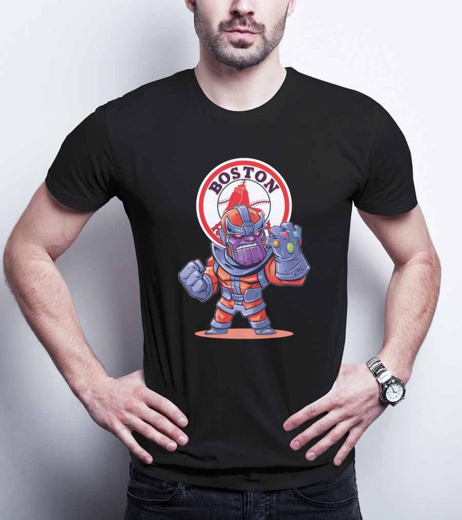 Thanos Boston Red Sox Infinity Gauntlet Mashup T-Shirt
