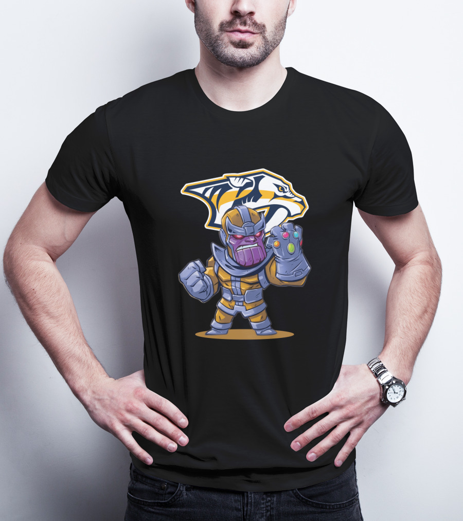 Thanos Nashville Predators Logo Infinity Gauntlet T-Shirt