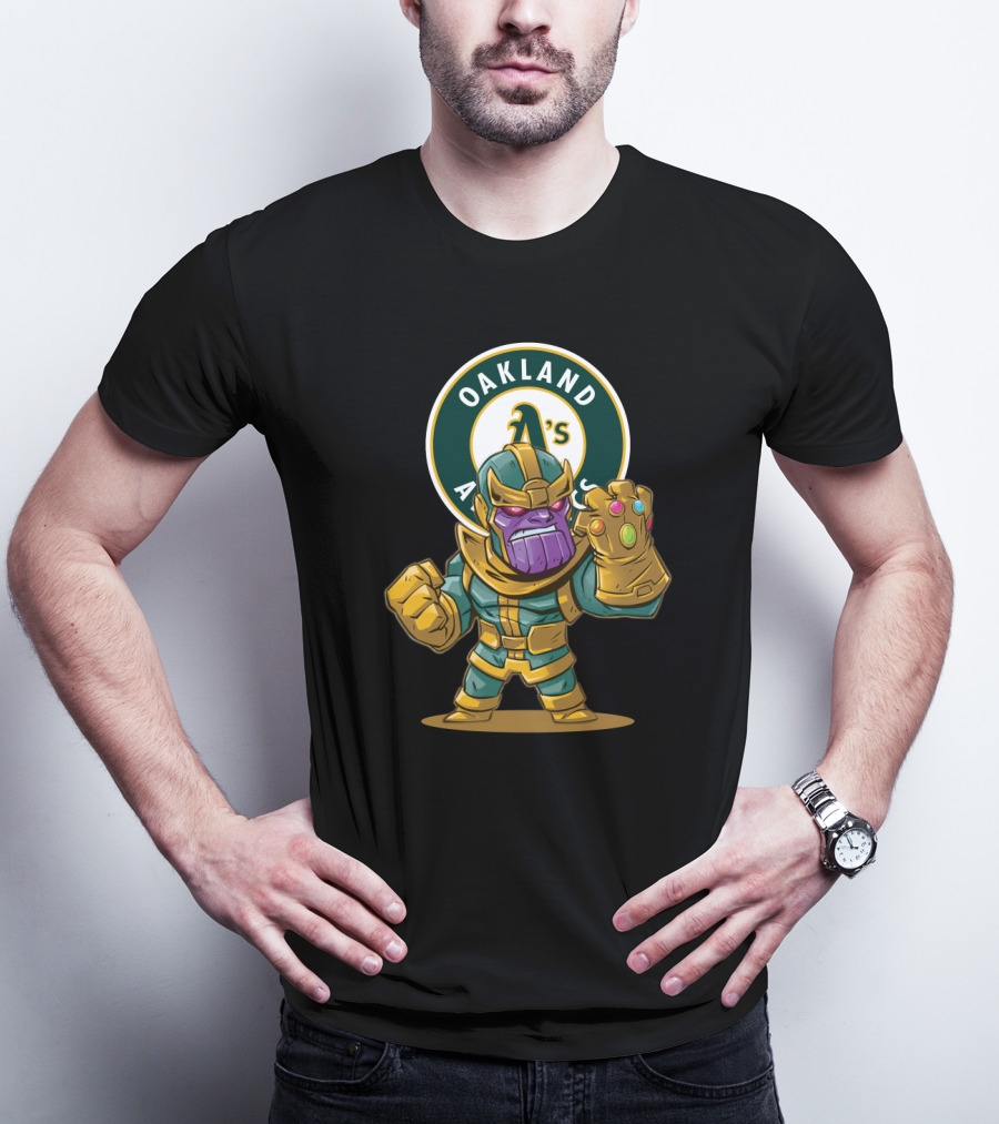 Oakland Athletics Thanos Mashup Infinity Gauntlet Baseball Fans T-Shirt