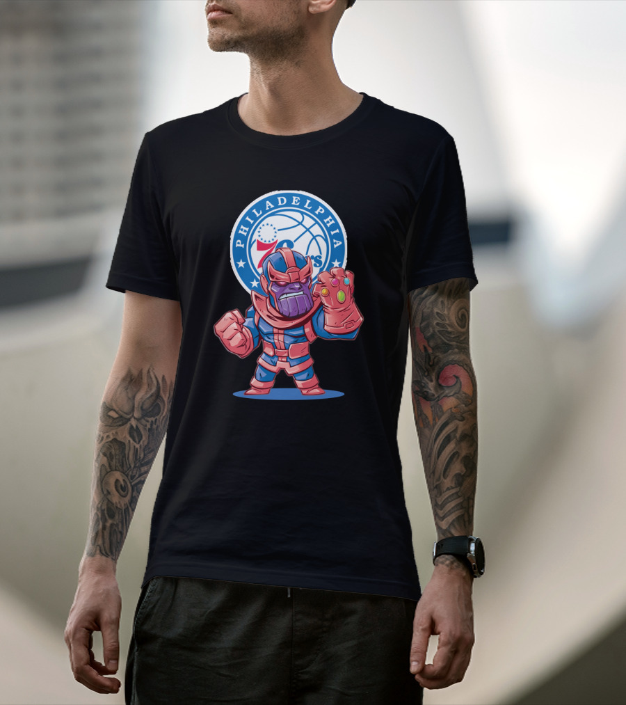Philadelphia 76ers Marvel Thanos Crossover T-Shirt