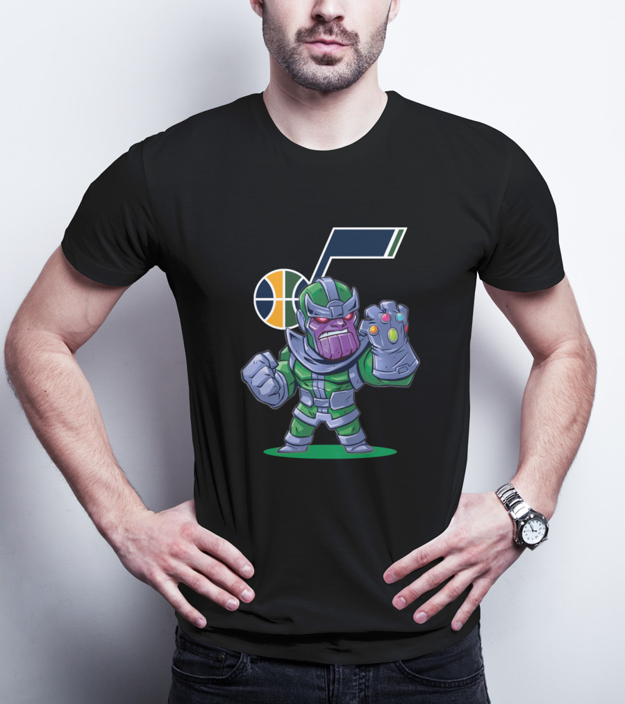Chibi Thanos With Infinity Gauntlet In Utah Jazz Colors T-Shirt