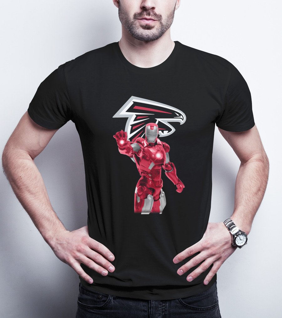 Iron Man Atlanta Falcons Fan Gear Marvel Crossover T-Shirt