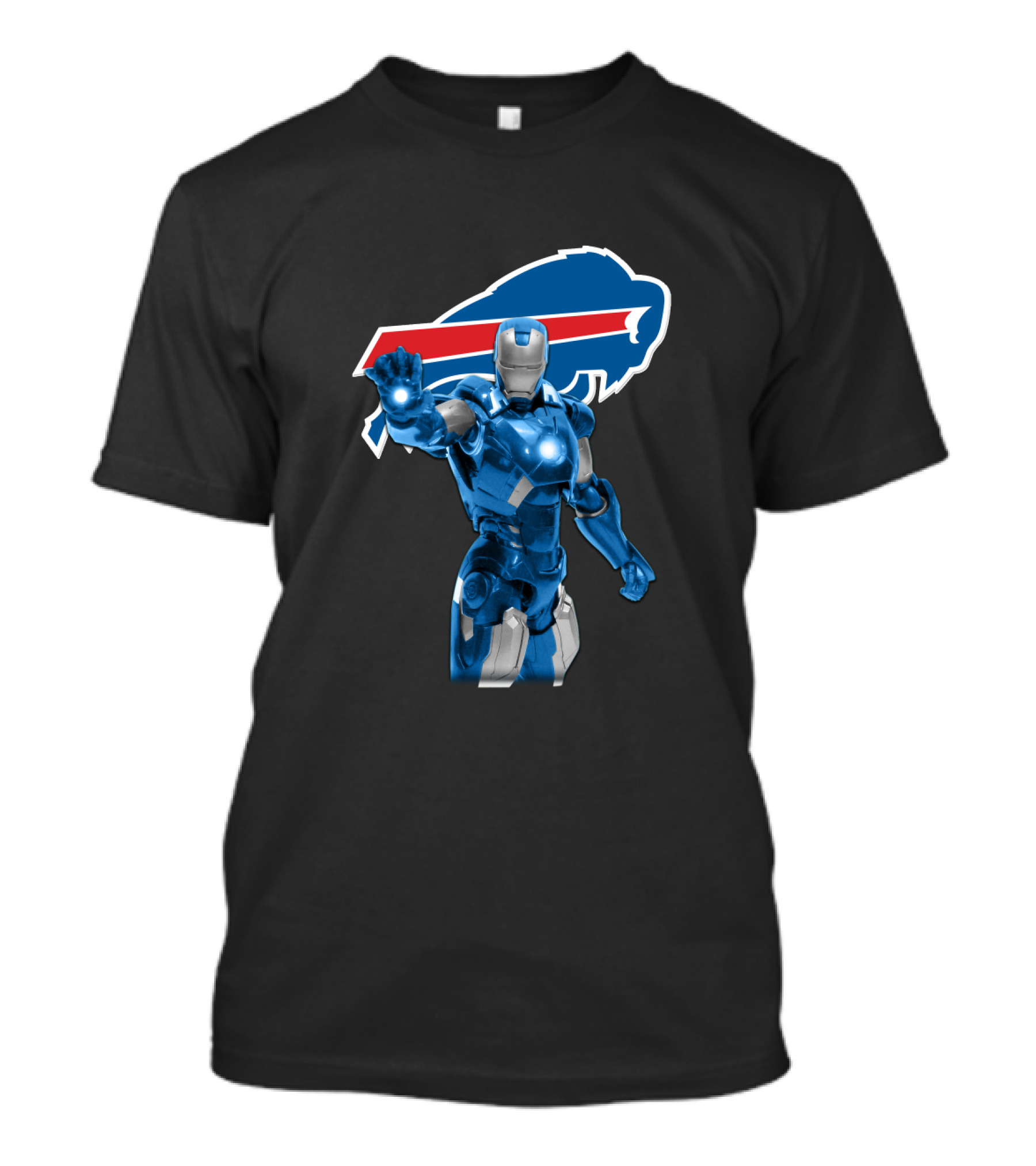 Iron Man Blue Armor Buffalo Bills Fans Iconic Nfl Crossover T-Shirt