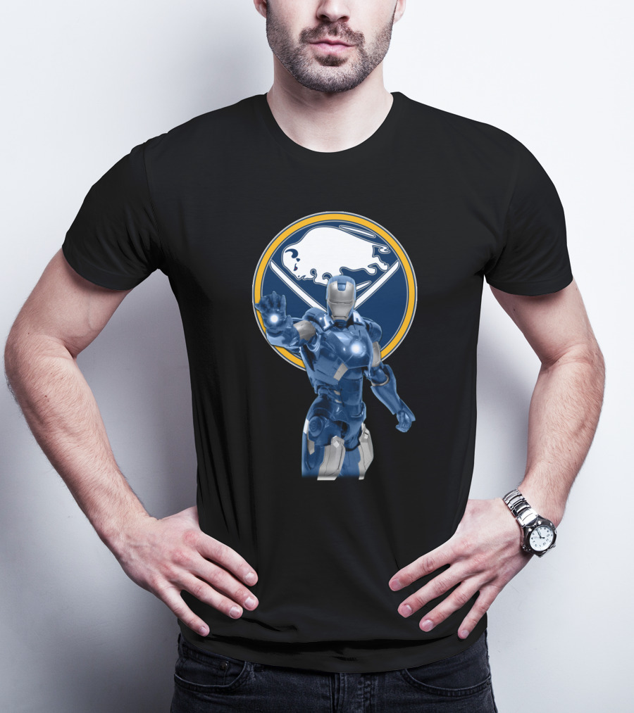 Iron Man Buffalo Sabres Hockey Marvel Crossover T-Shirt