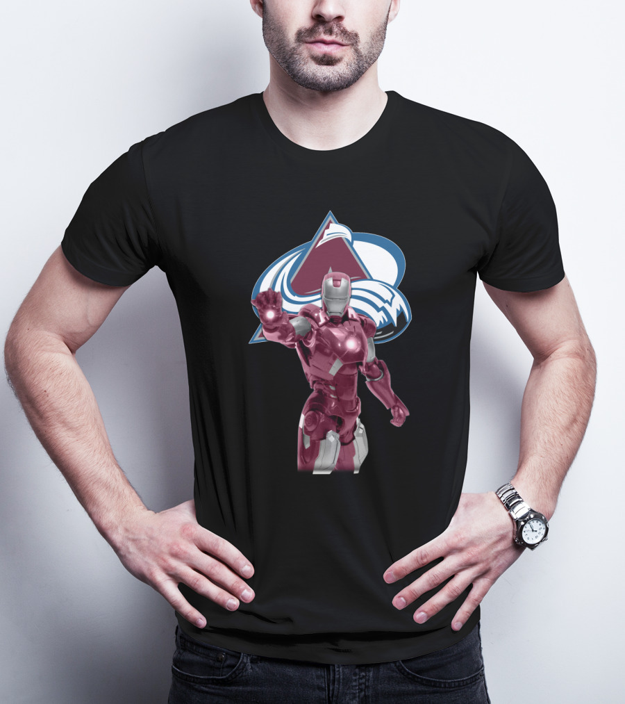 Iron Man Marvel Crossover With Colorado Avalanche NHL T-Shirt
