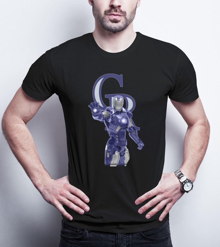 Iron Man In Colorado Rockies Colors With Team T-Shirt