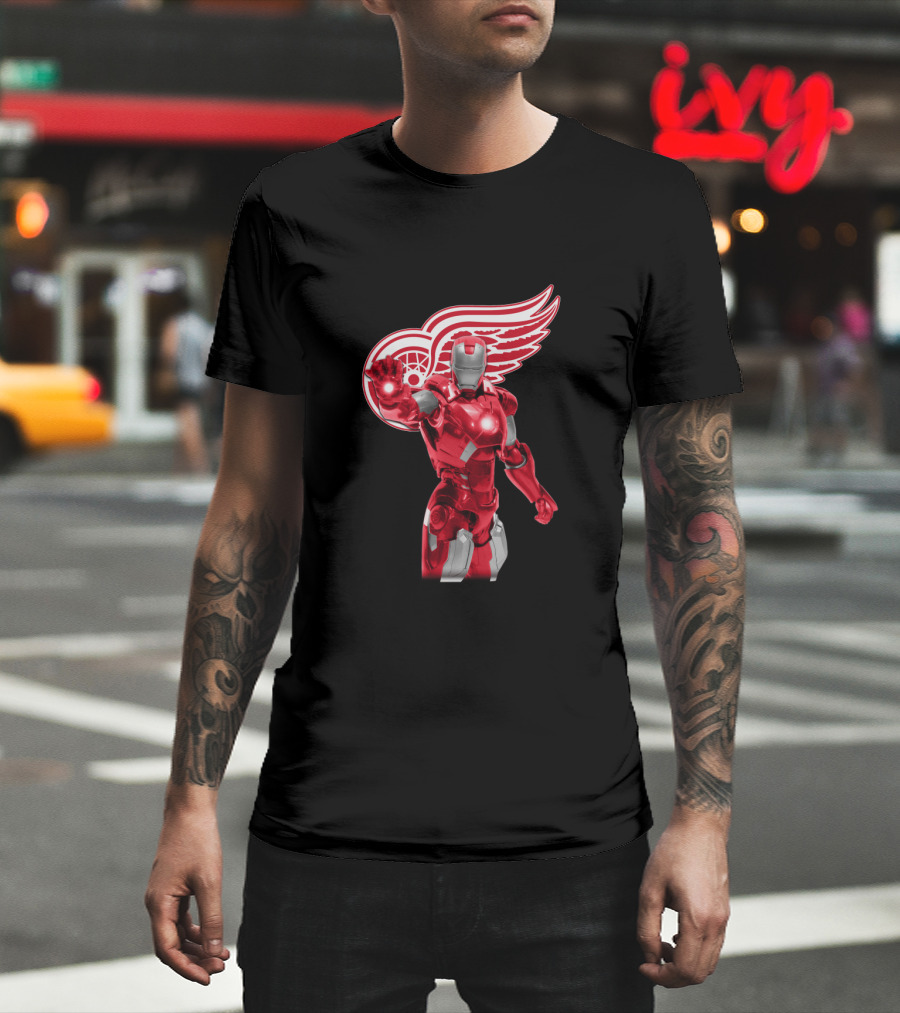 Iron Man Detroit Red Wings Crossover Marvel NHL Collaboration T-Shirt