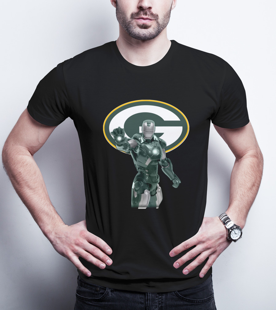 Iron Man Green Bay Packers Marvel Superhero Fan Crossover T-Shirt