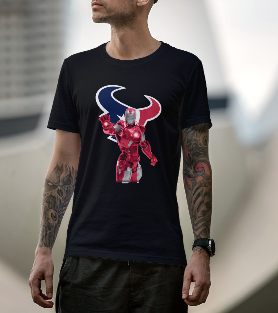 Iron Man Houston Texans Superhero Fusion For Fans T-Shirt