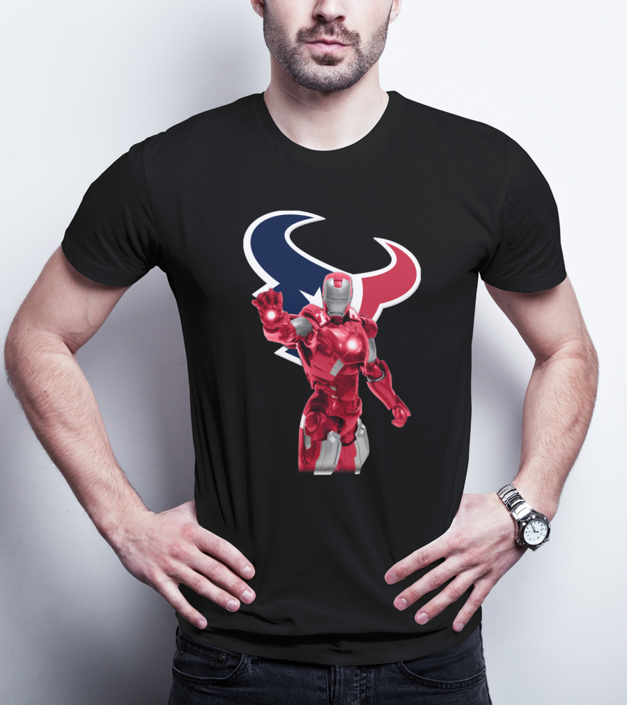 Iron Man Houston Texans Superhero Fusion For Fans T-Shirt