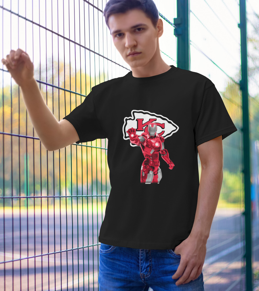 Iron Man Kc Chiefs Fans Football Enthusiasts T-Shirt