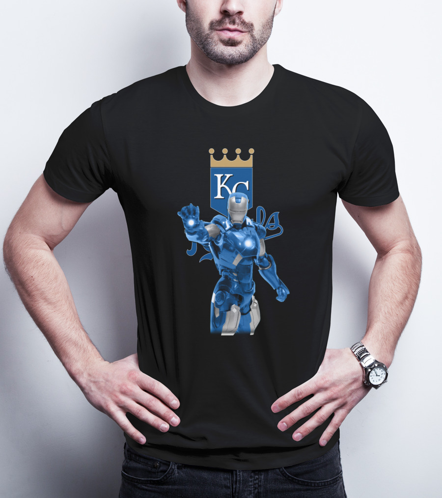 Kansas City Royals Blue Iron Man Marvel Crossover Collection T-Shirt