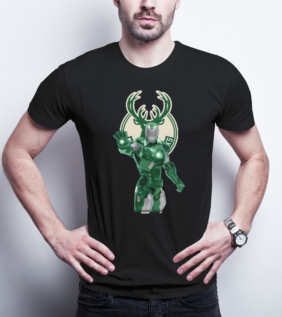 Iron Man Milwaukee Bucks Marvel Crossover Fan T-Shirt