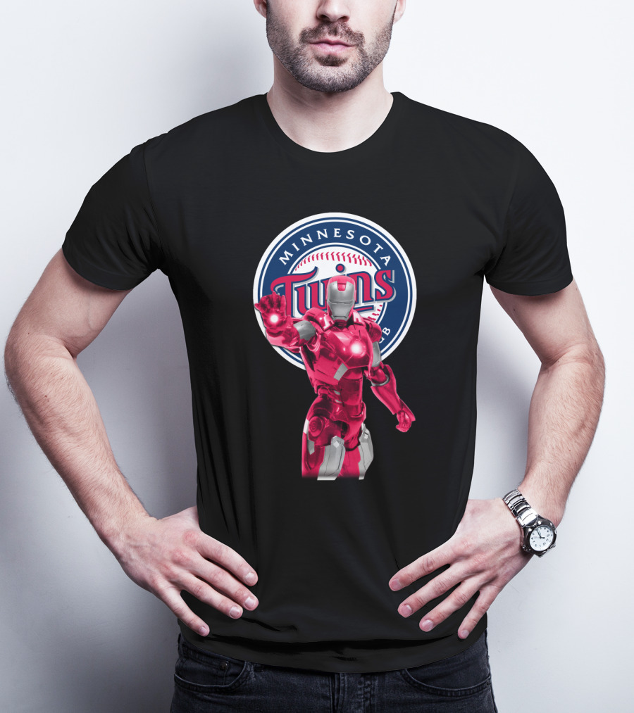 Iron Man And Minnesota Twins Crossover Logo Fusion T-Shirt