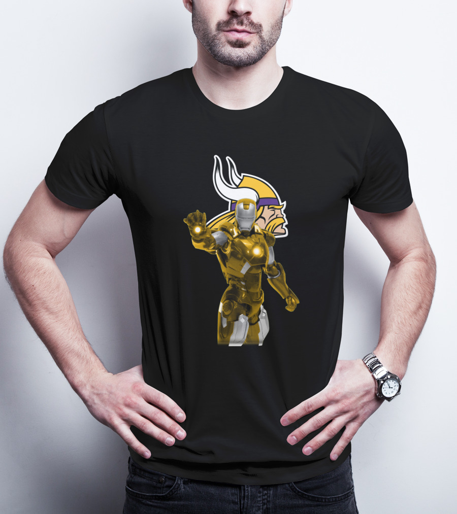 Iron Man Meets Minnesota Vikings Enthusiast Crossover T-Shirt