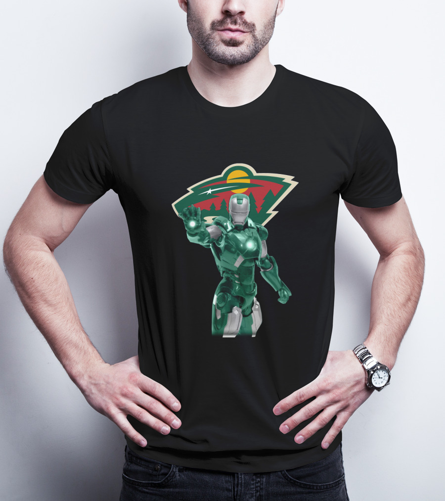 Minnesota Wild Iron Man Mashup Hockey Marvel Crossover T-Shirt