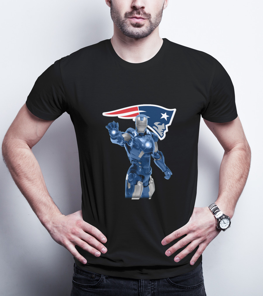 Iron Man Meets New England Patriots For Fans T-Shirt