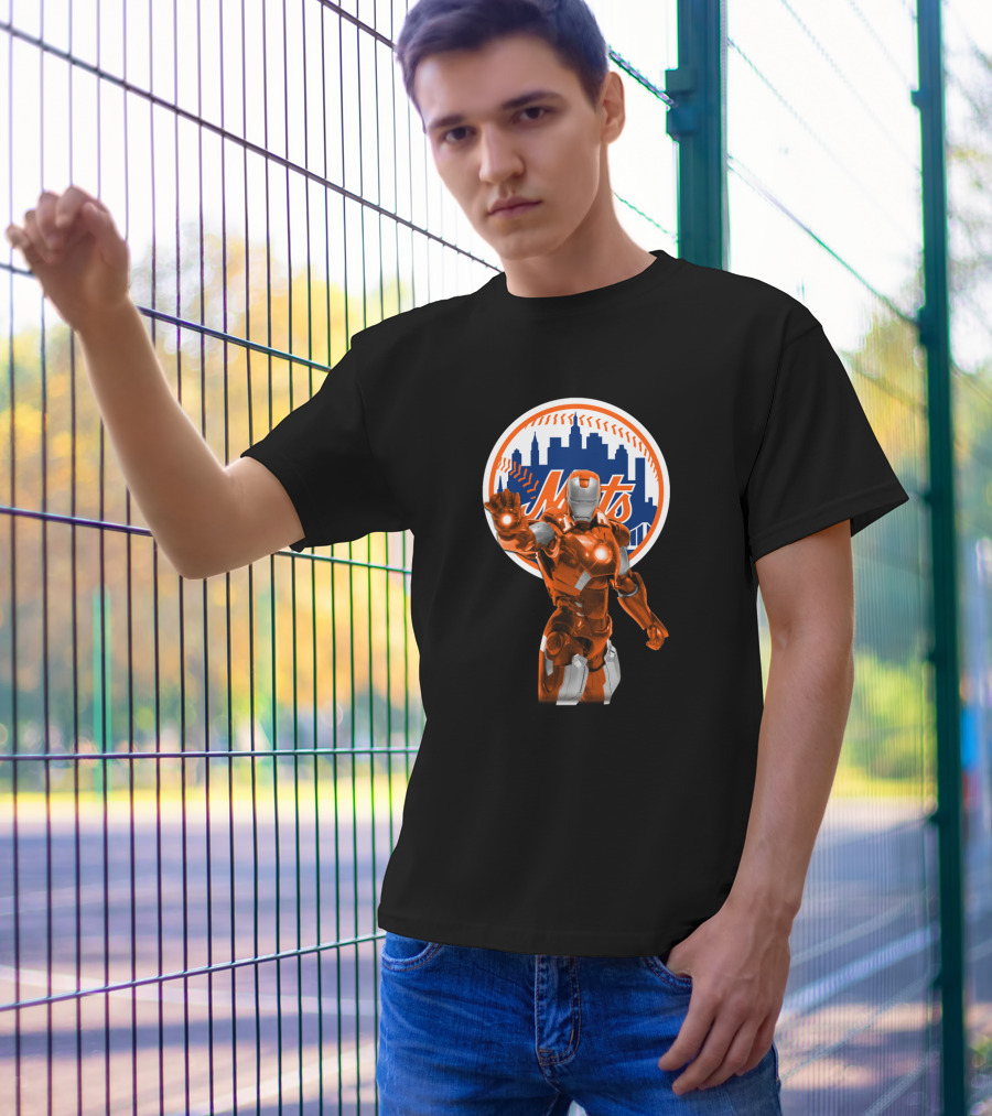 Iron Man Crossover With New York Mets Iconic Team And Hero Fusion T-Shirt