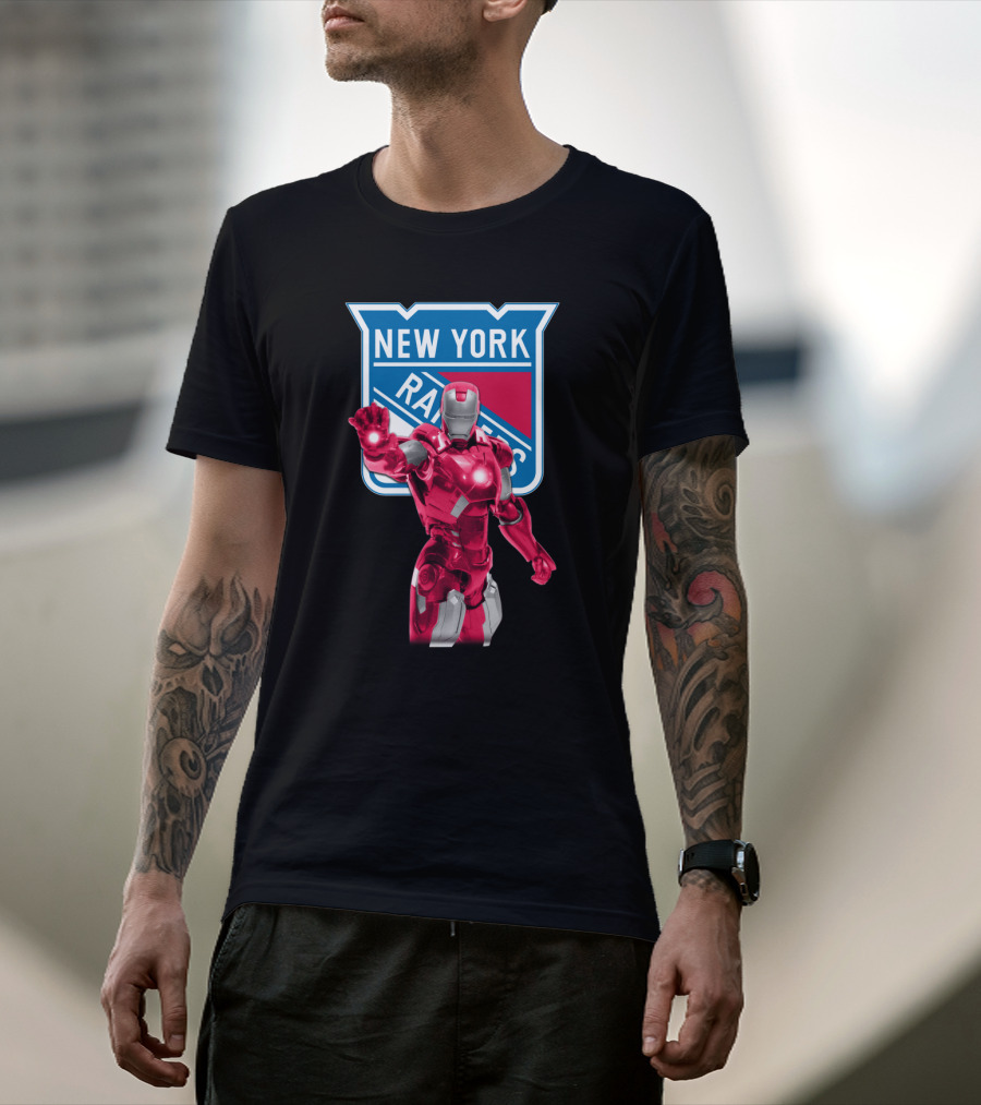 Iron Man Marvel New York Rangers Crossover With Iconic Hockey T-Shirt